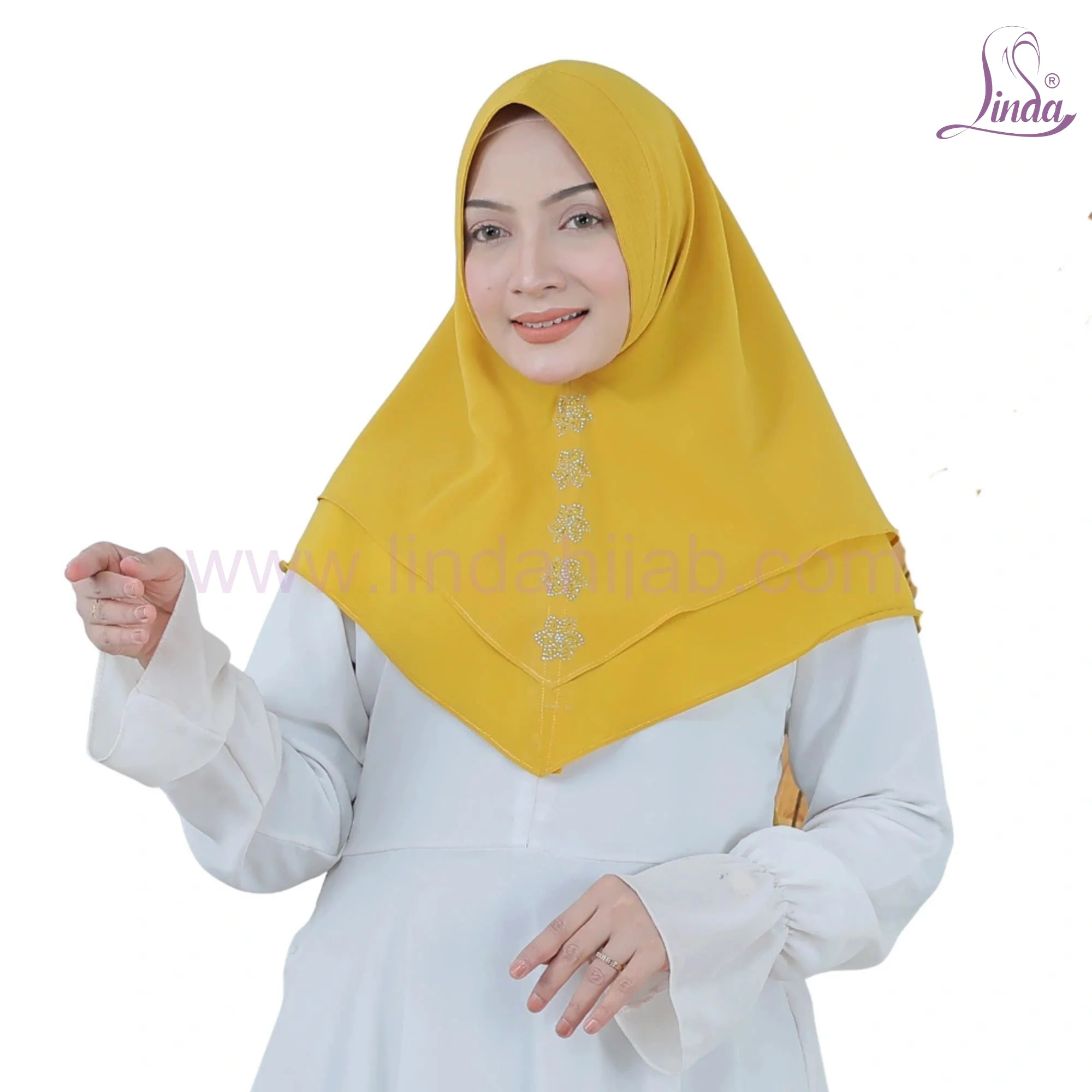 Vibrant Yellow Layered Hijab for Girls - Wholesale.lindahijab.com